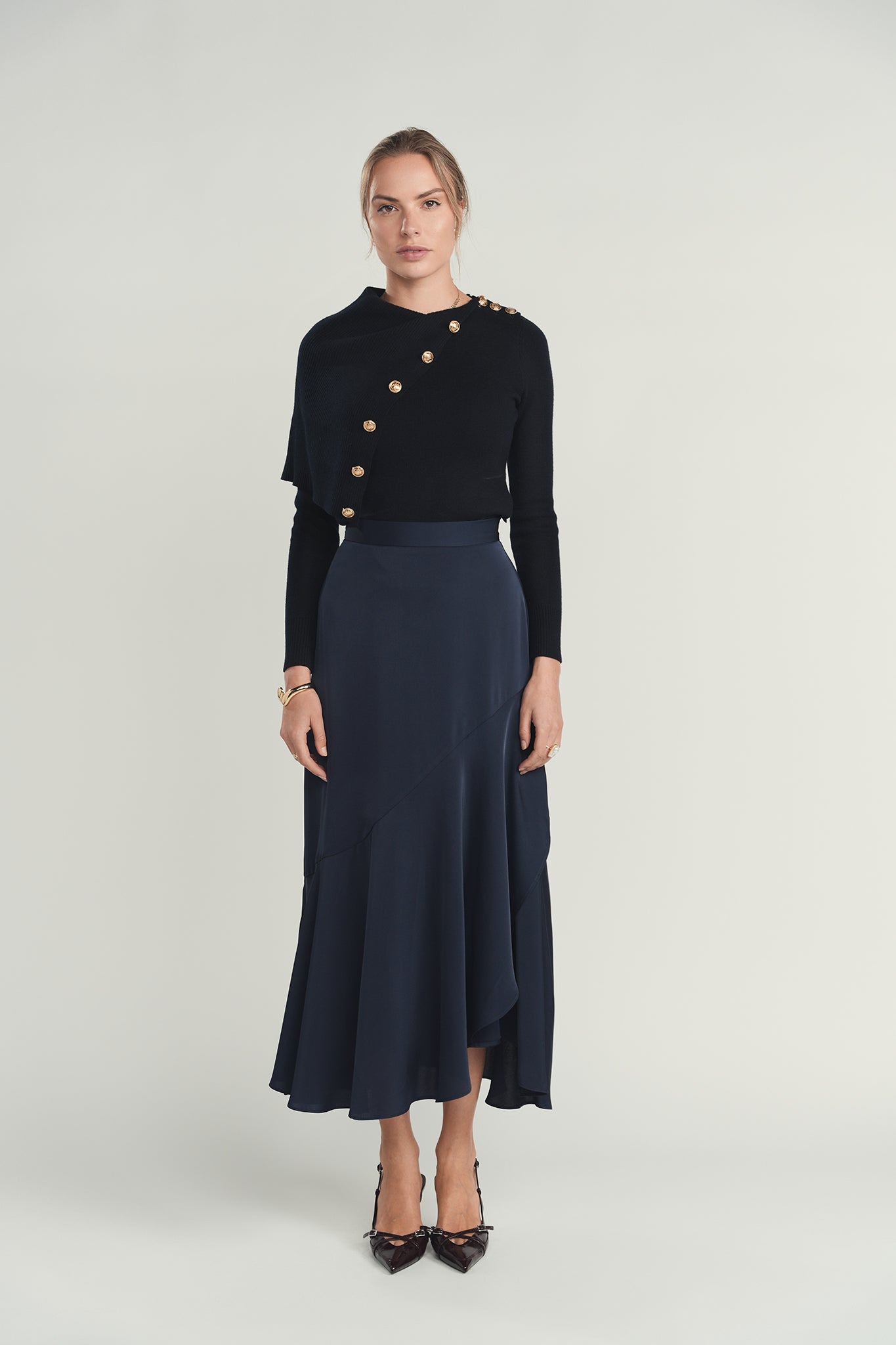 Cape Sweater w gold buttons